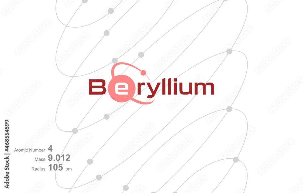 Modern logo design for the word "beryllium" which belongs to atoms in ...