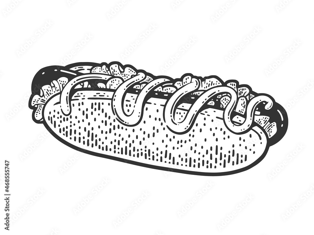 Hot dog sketch raster illustration Stock Illustration | Adobe Stock