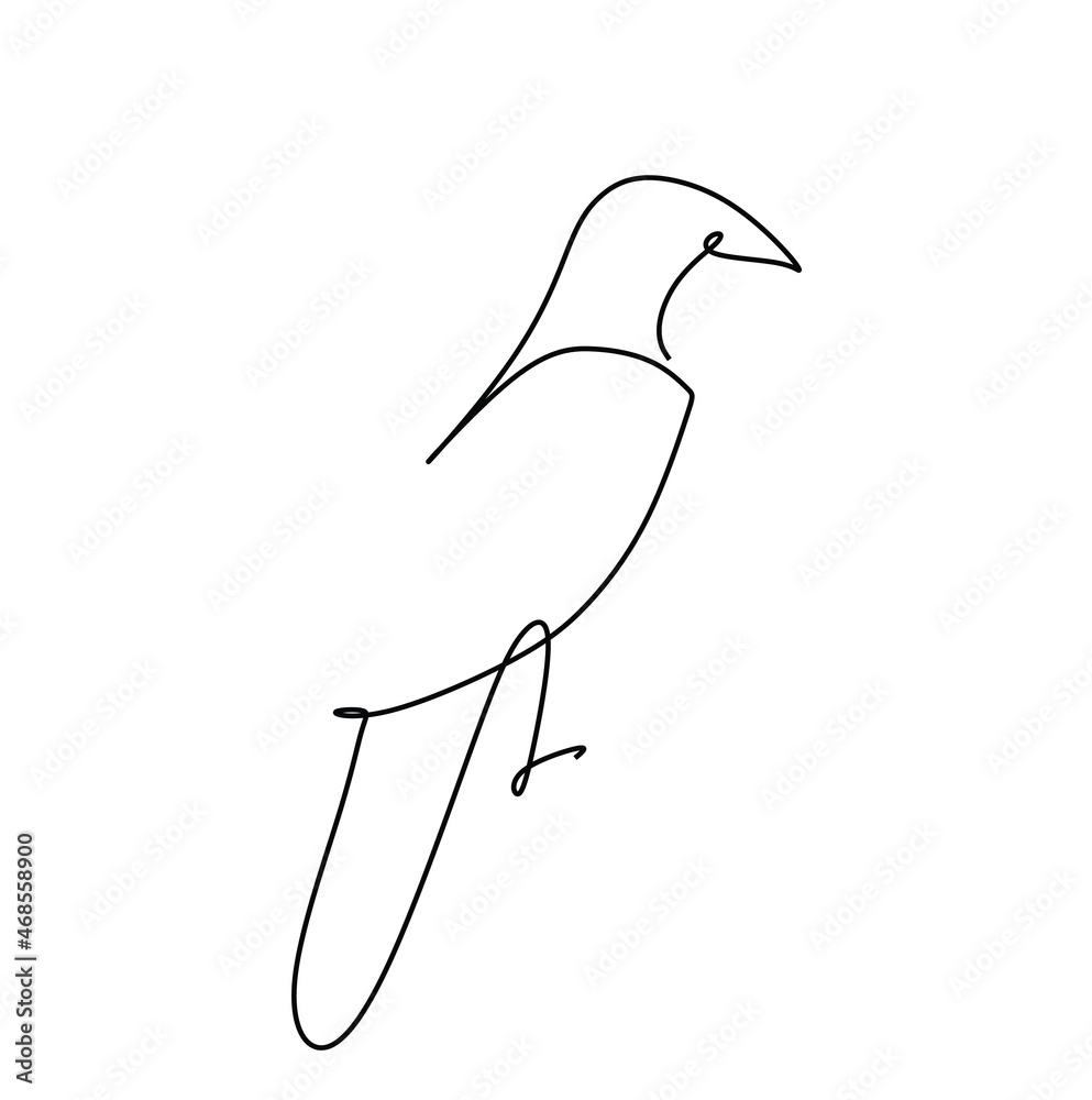 Perching Bird continuous one line drawing. simple single line hand ...