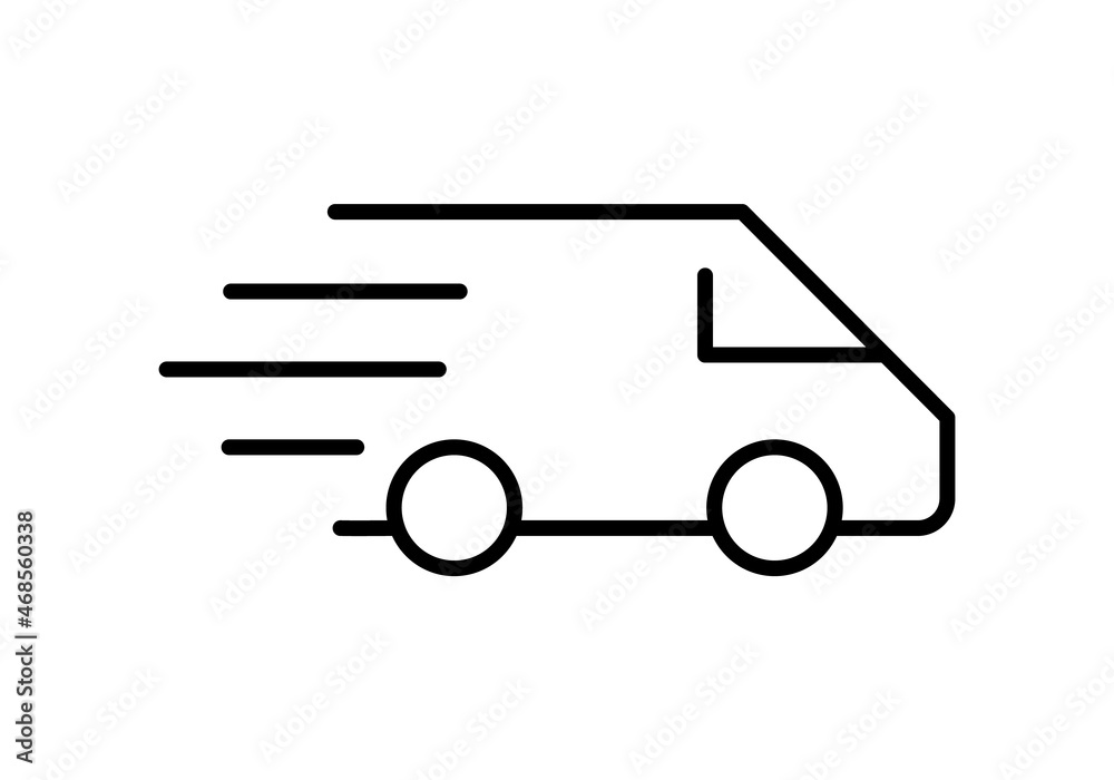 Delivery van line icon. Fast shipping idea. Cargo, distribution ...