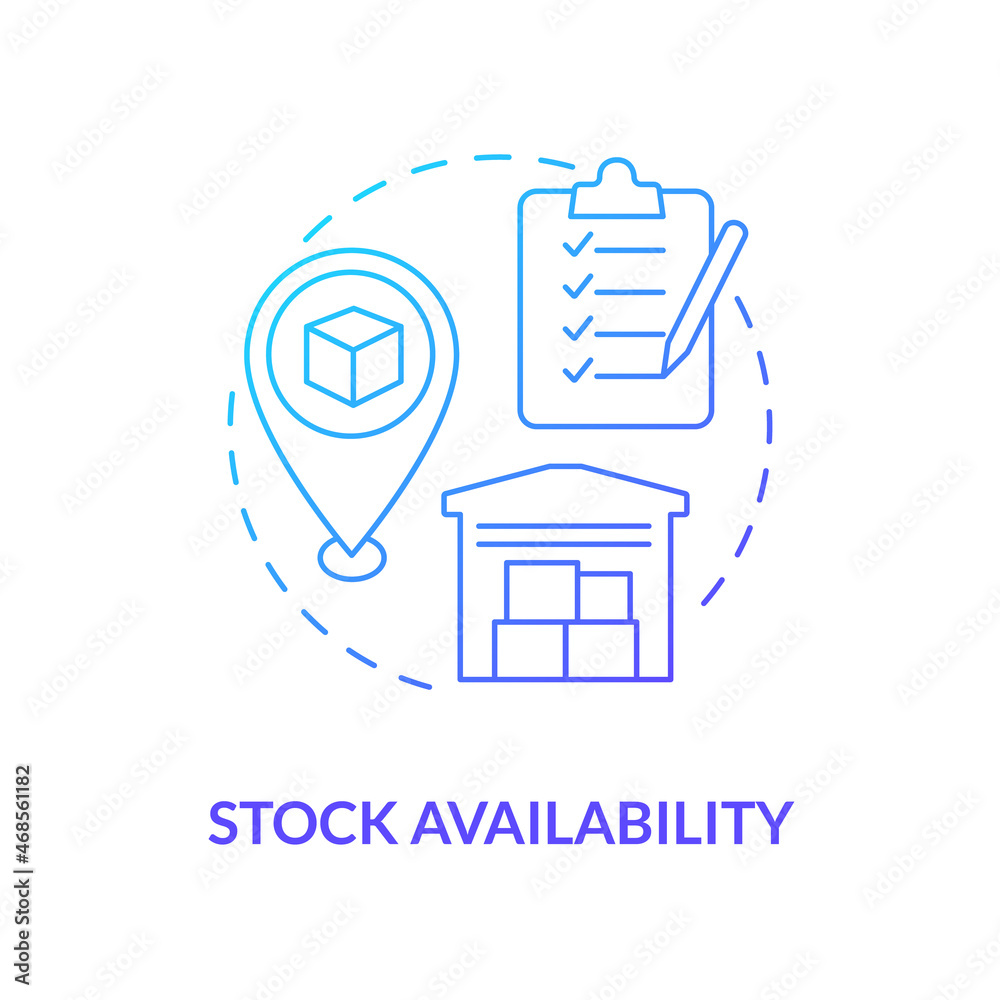 Stock availability blue gradient concept icon. Monitoring products in ...