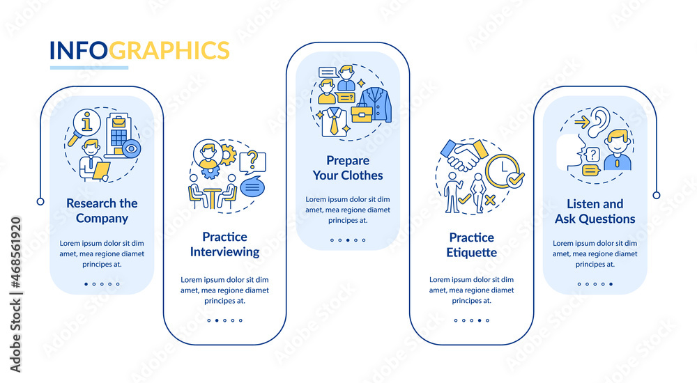 Preparing for job interview vector infographic template. Presentation ...