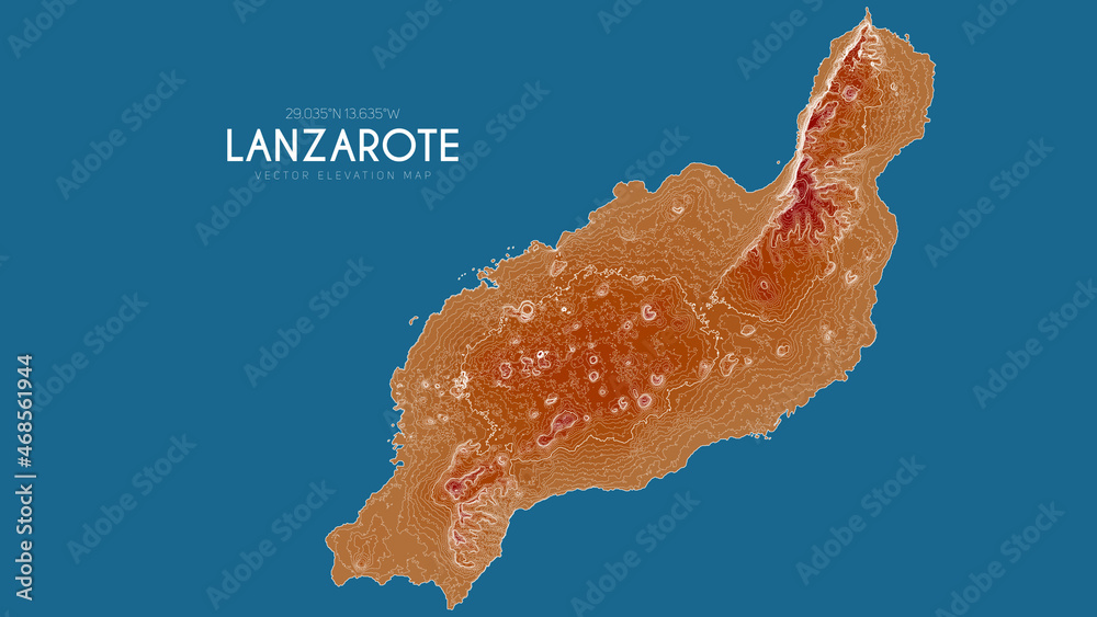 Topographic map of Lanzarote, Canary Islands, Spain. Vector detailed ...