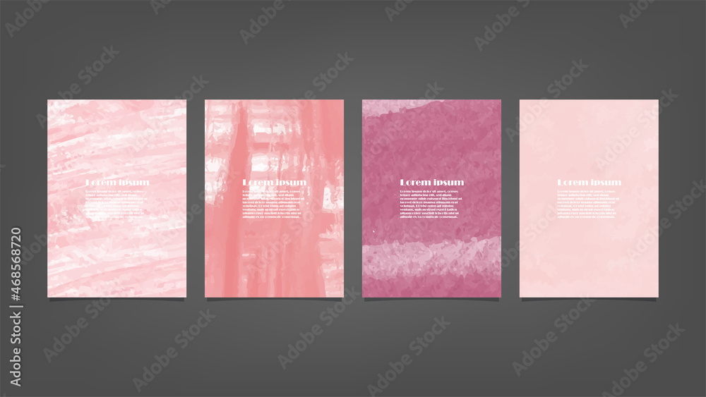Set of pink vector watercolor backgrounds for poster, brochure or flyer ...