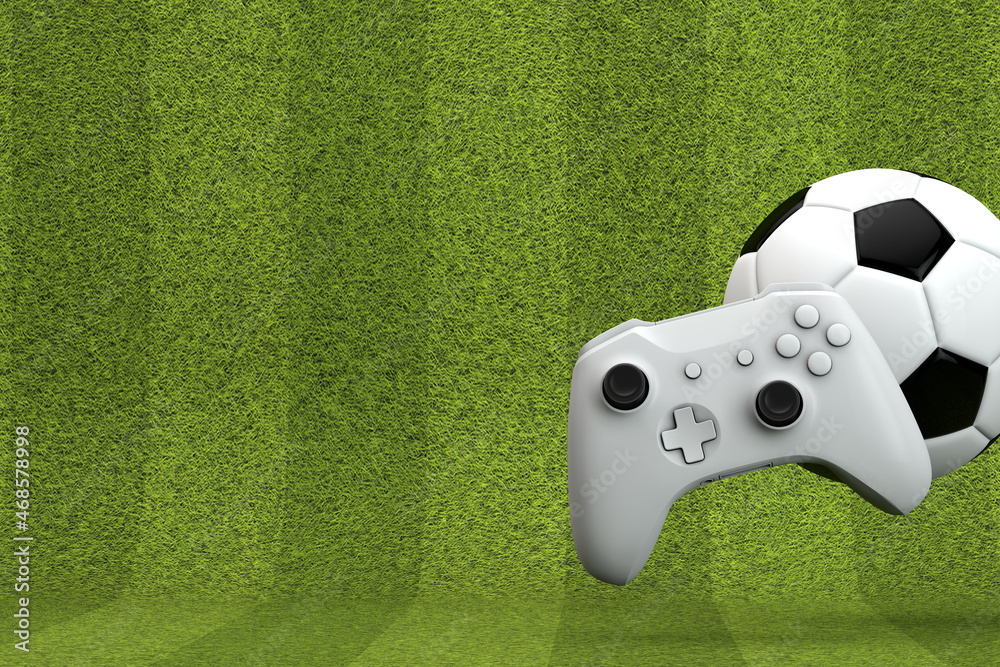 Soccer gaming background. Video game controller with a traditional ...