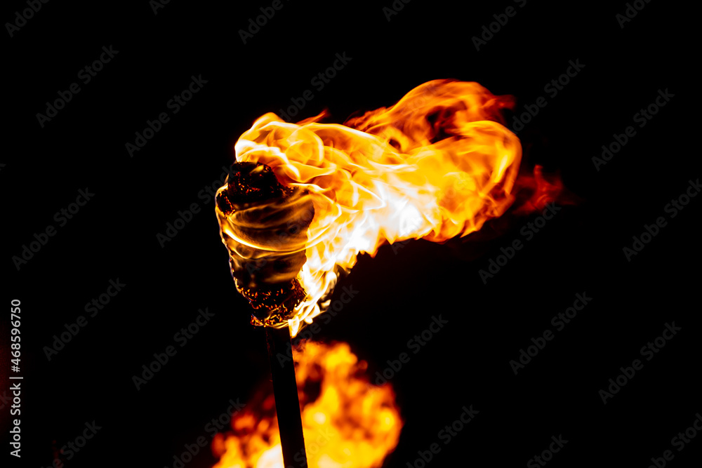 A Flaming Torch, with a Shallow Depth of Field Stock Photo | Adobe Stock