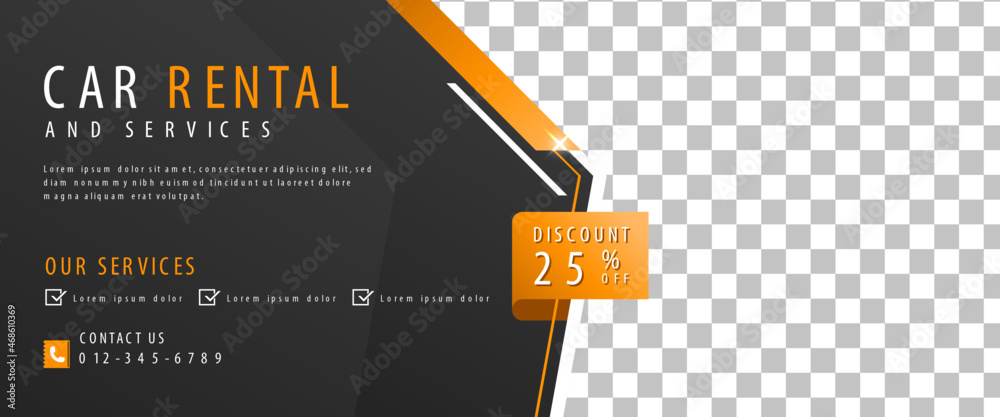 Car rental and services horizontal banner template design. Modern ...