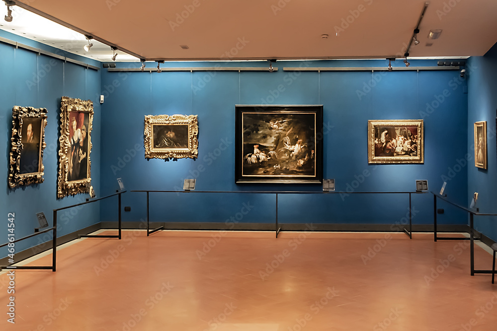 Interior of famous Uffizi Gallery. Uffizi Gallery - most famous museum ...