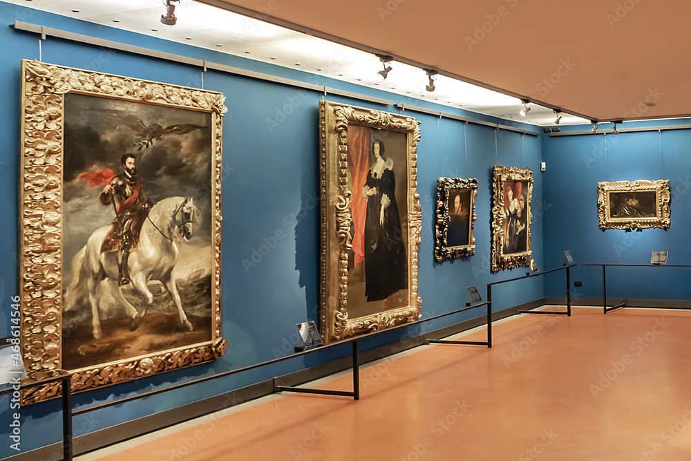 Interior of famous Uffizi Gallery. Uffizi Gallery - most famous museum ...