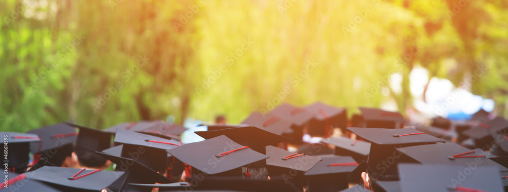 Image blur education group of graduates during commencement. Concept ...
