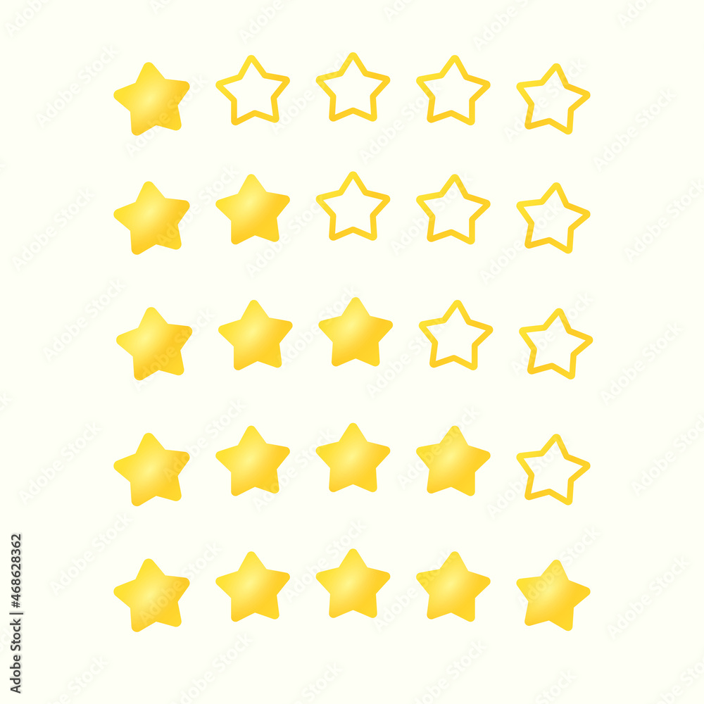 A set of rating gold stars. Feedback rating. Five gold stars. Elements ...