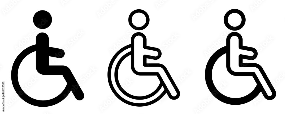 Wheelchair icon. Handicapped symbol. Wheelchair symbols set Stock ...