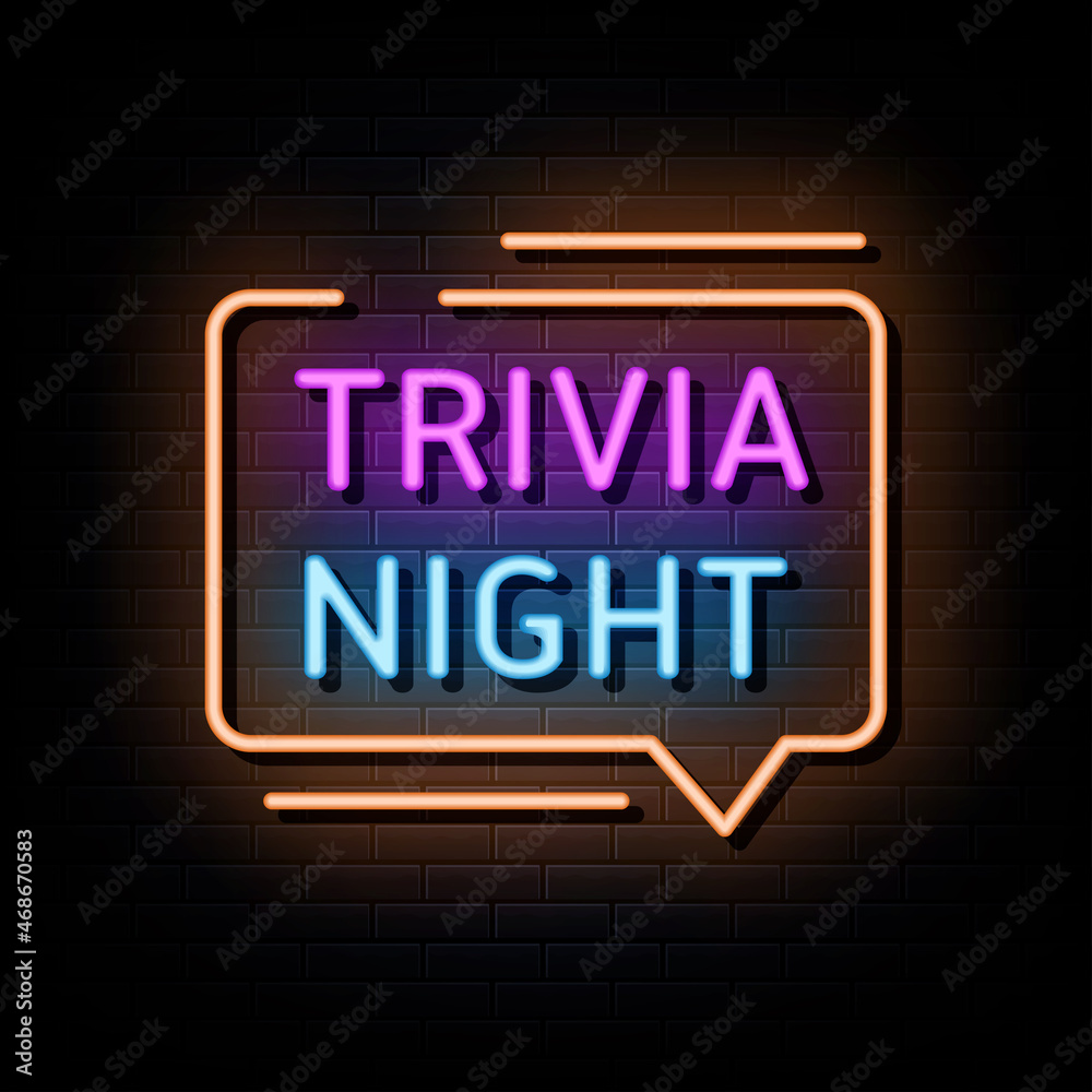 Trivia night neon signs vector. Design template neon sign Stock Vector ...