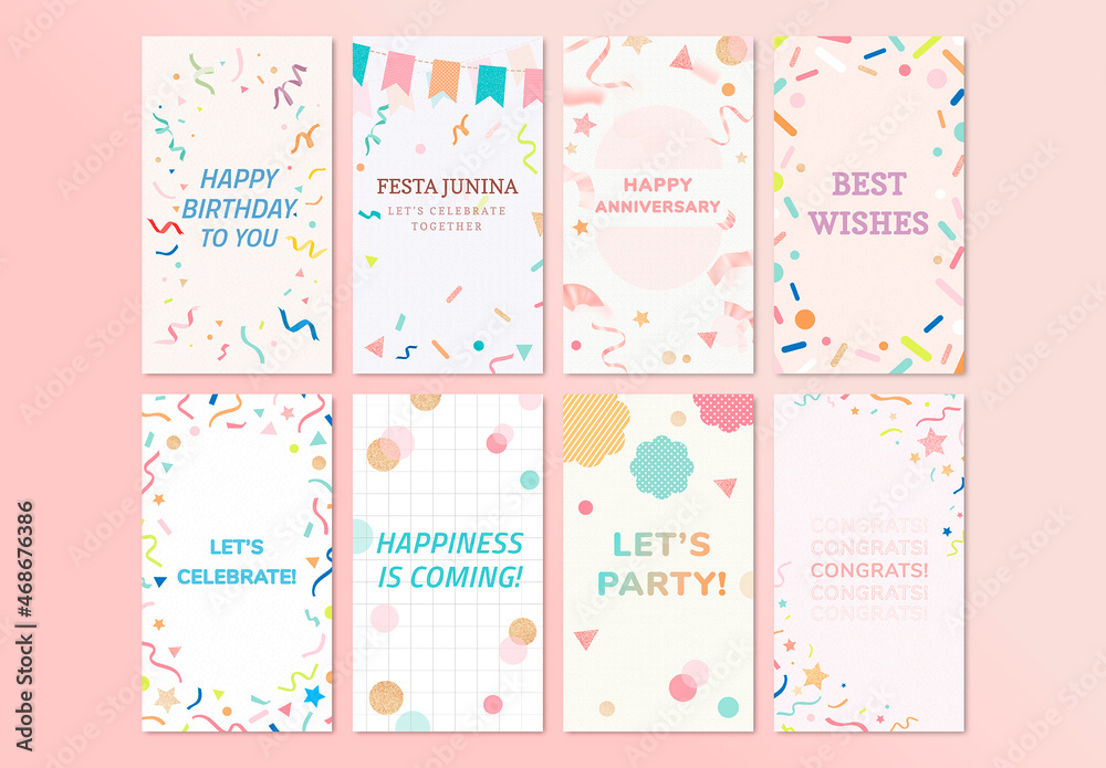 Festive Confetti Story Layout Set Stock Template | Adobe Stock