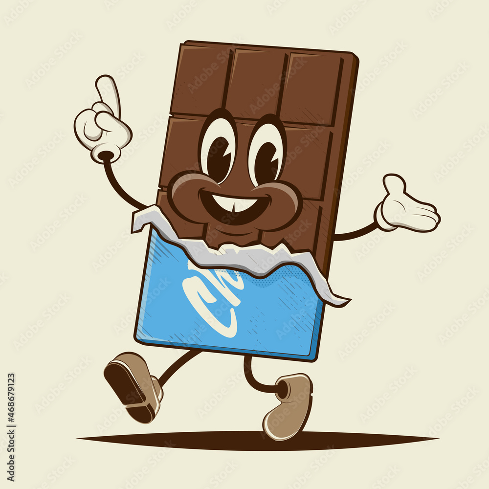 funny cartoon chocolate bar with blue paper wrapping Stock Vector ...