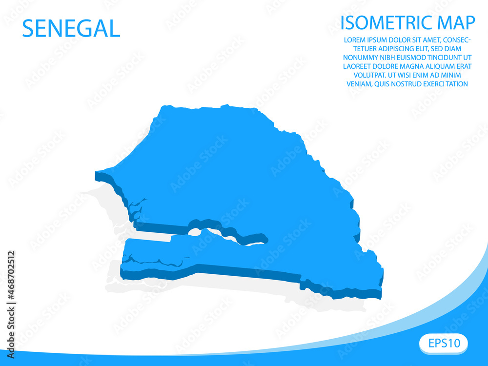 Modern vector isometric of Senegal blue map. elements white background for concept map easy to ...
