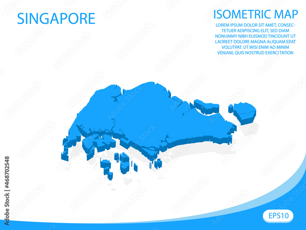 Modern vector isometric of Singapore blue map. elements white ...