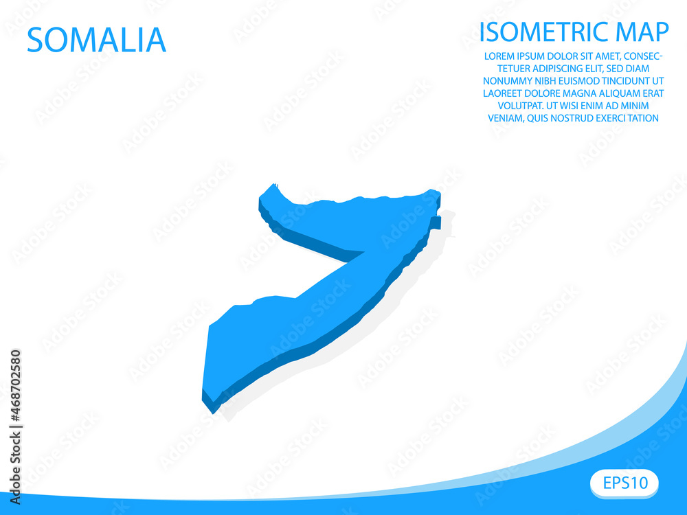 Modern vector isometric of Somalia blue map. elements white background ...