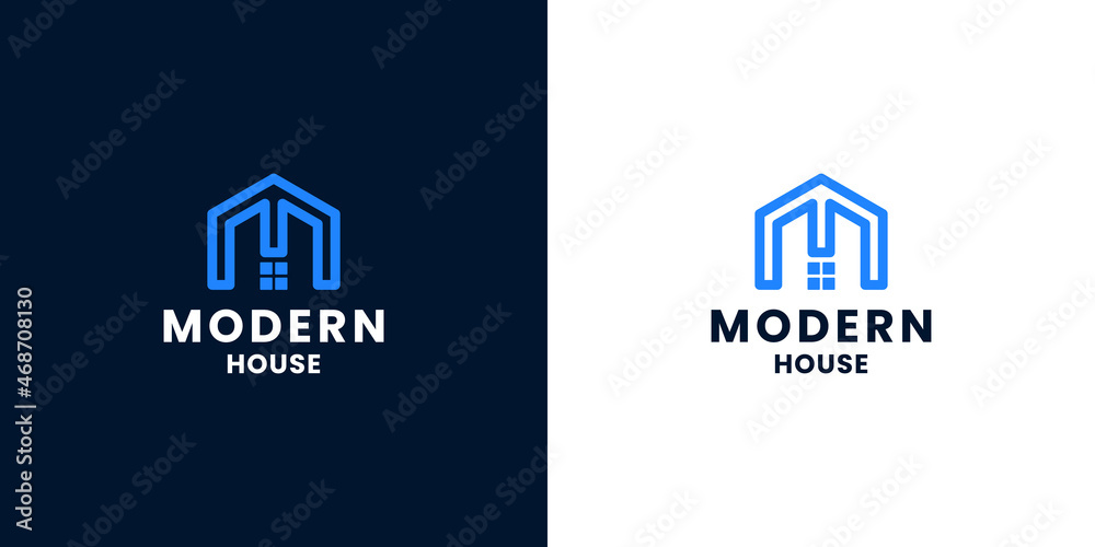 letter M with house logo design. modern house logo. M house logo Stock ...