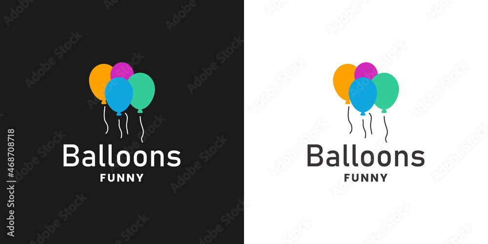 balloons birthday party logo design template Stock Vector | Adobe Stock