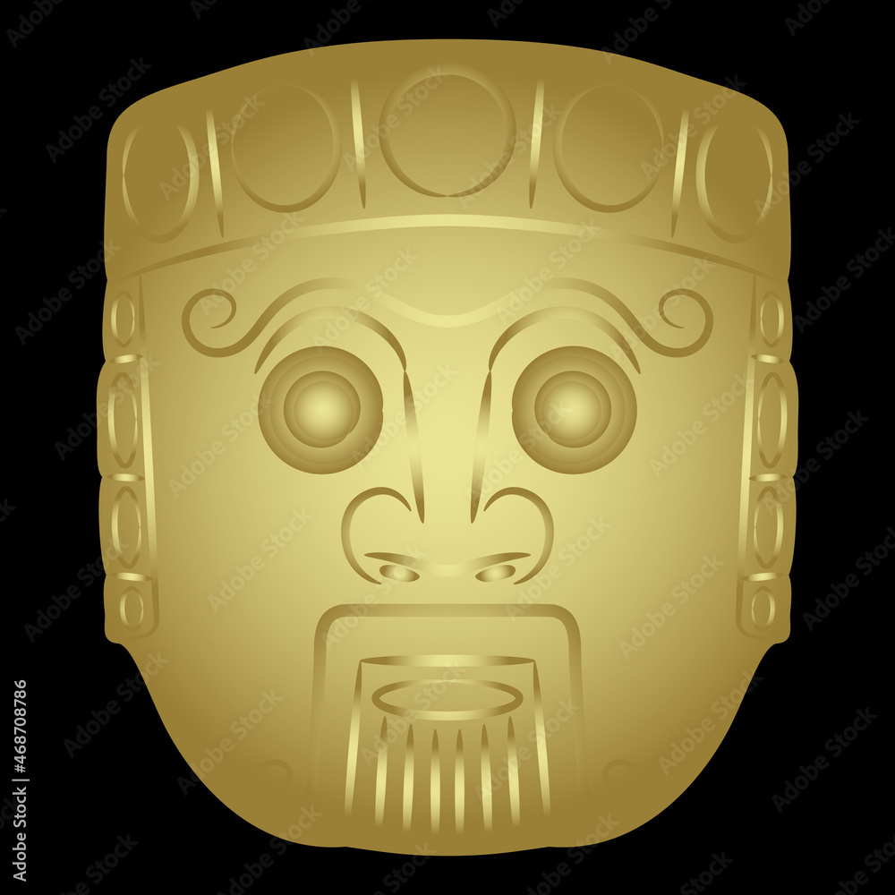 Ancient Aztec human mask of god Tlaloc. Native American indigenous ...