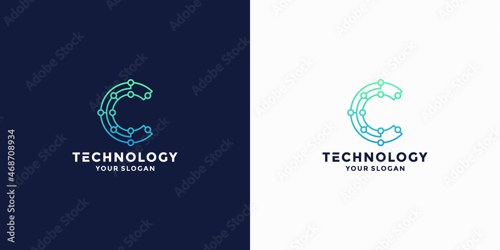 letter C logo design technology. c technology logo template Stock ...