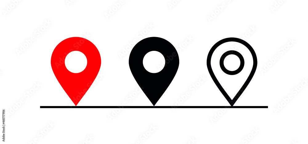 A set of geolocation map labels, marker. Map pointer icon. Address ...