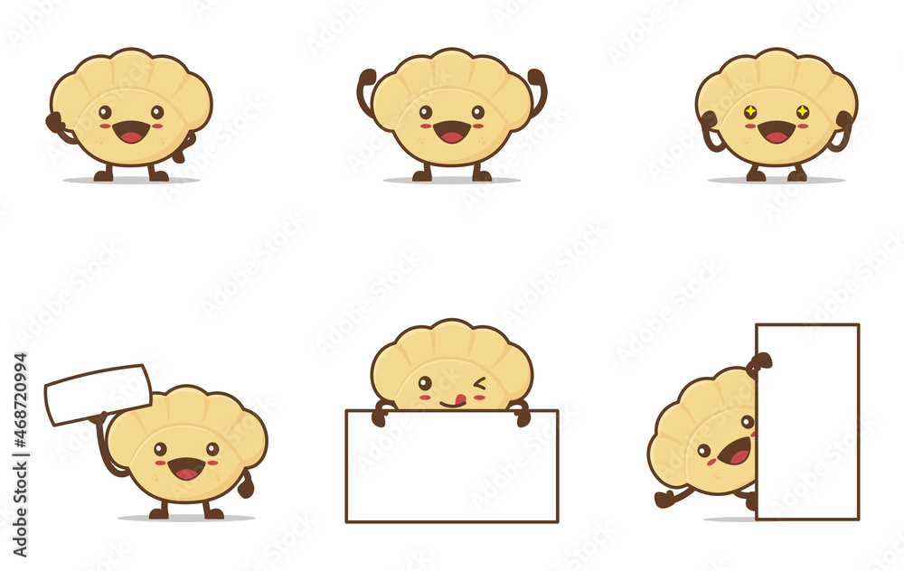 Cute gyoza dumpling cartoon, japanese food vector illustration, with ...