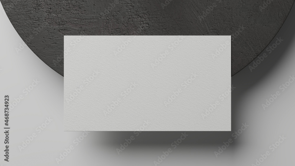White business card mockup, name card, membership card on modern grey ...