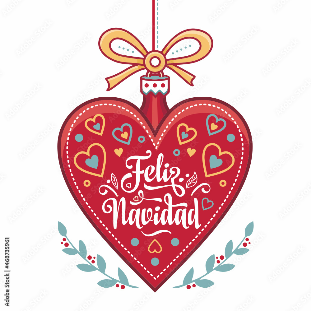 Vector illustration of a Christmas greeting card in Spanish Christmas ...