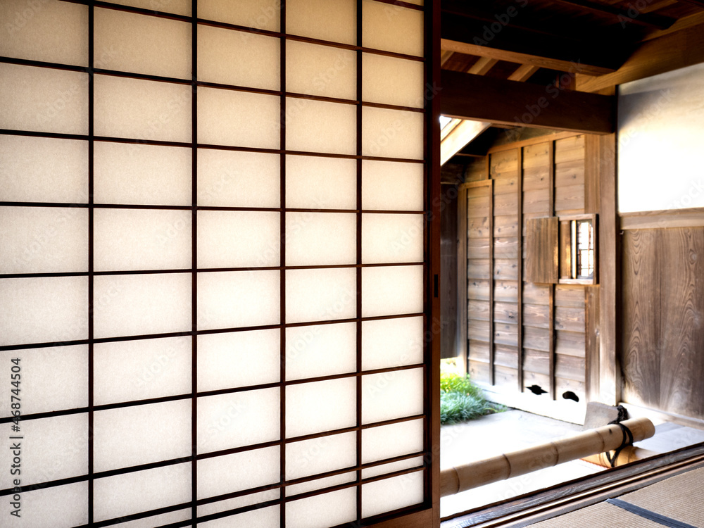 Japanese old folk house, Japanese-style room and shoji door Stock Photo ...