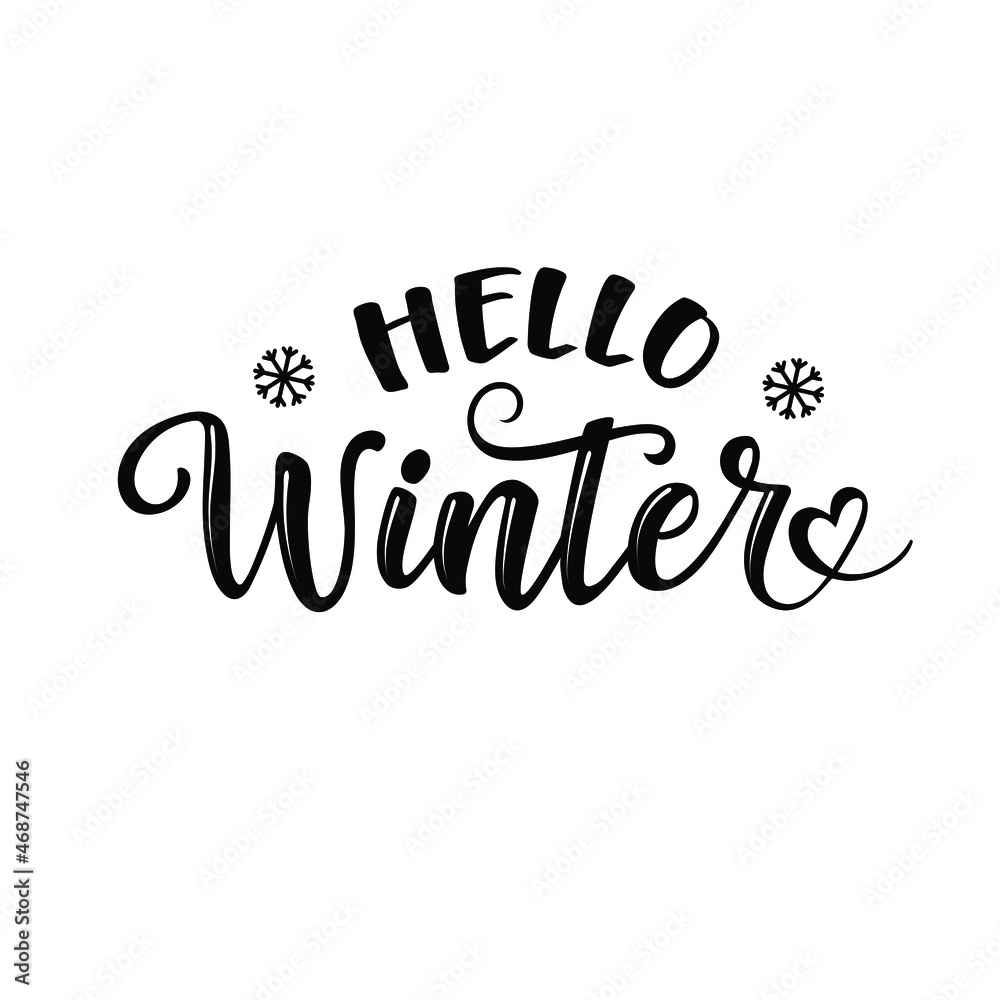 Hello Winter handwritten inscription. Winter logos and emblems for ...