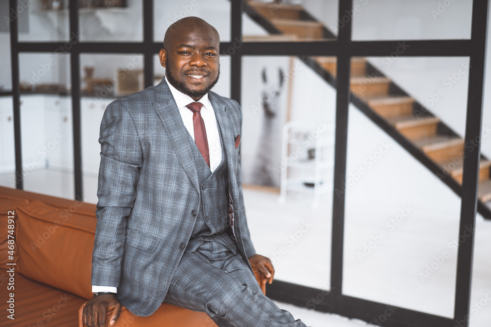 Happy Laughing Rich African American Businessman. Successful Tycoon In ...