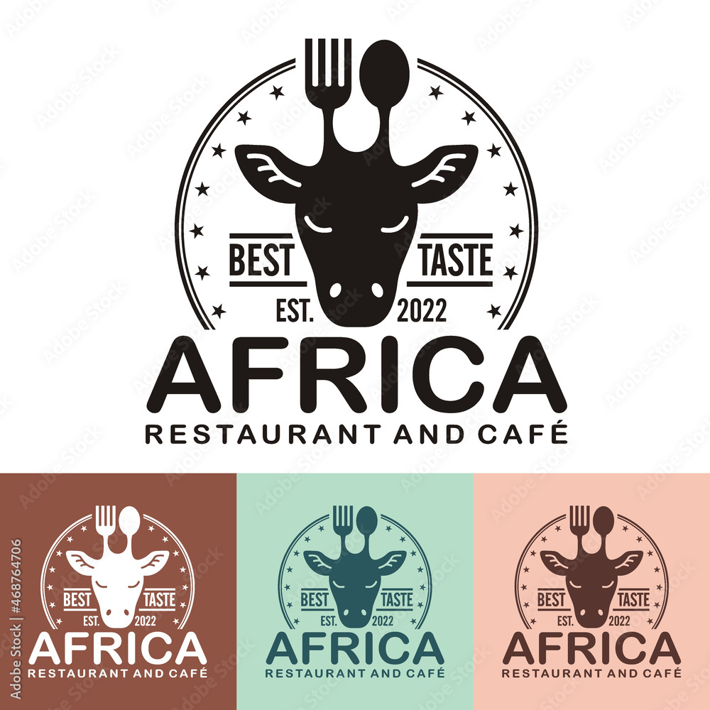 africa restaurant and cafe logo vector illustration editable Stock ...