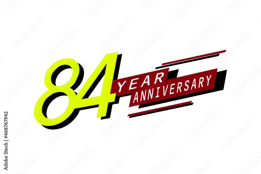 84 year anniversary, Speedy style Yellow color with Red block Ribbon on ...