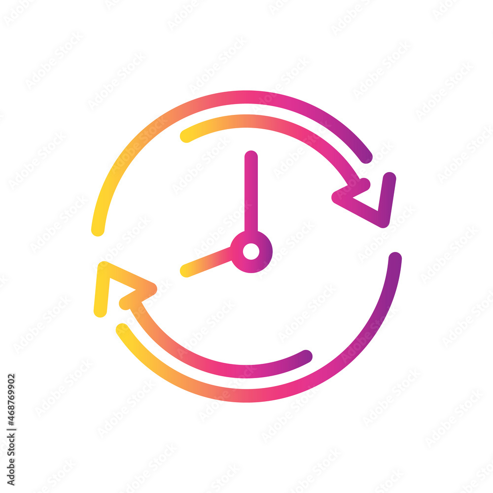 Clock with arrows in both directions in gradient colors. Stock Vector ...