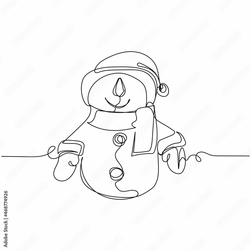 Vector continuous one single line drawing icon of christmas new year ...