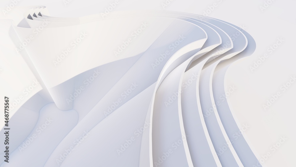 Architecture interior background room with curved walls 3d render Stock ...