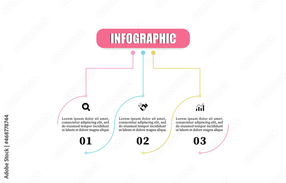 Infographic planning template timeline with 3 steps or options. Concept ...