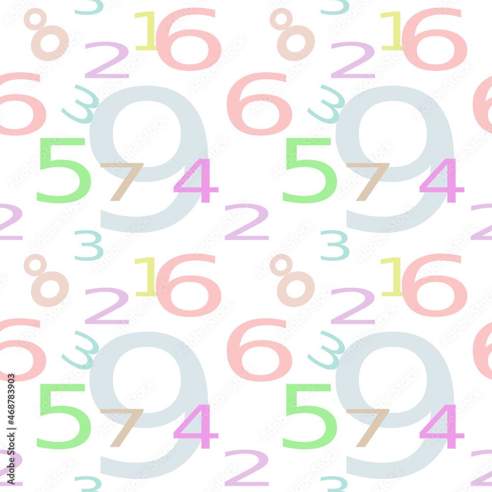 Numeric formats in multiple sizes, multiple colors, pink, blue, yellow ...
