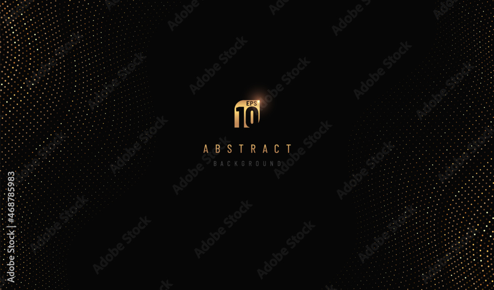Abstract wavy golden glitter stripes line pattern on black background ...