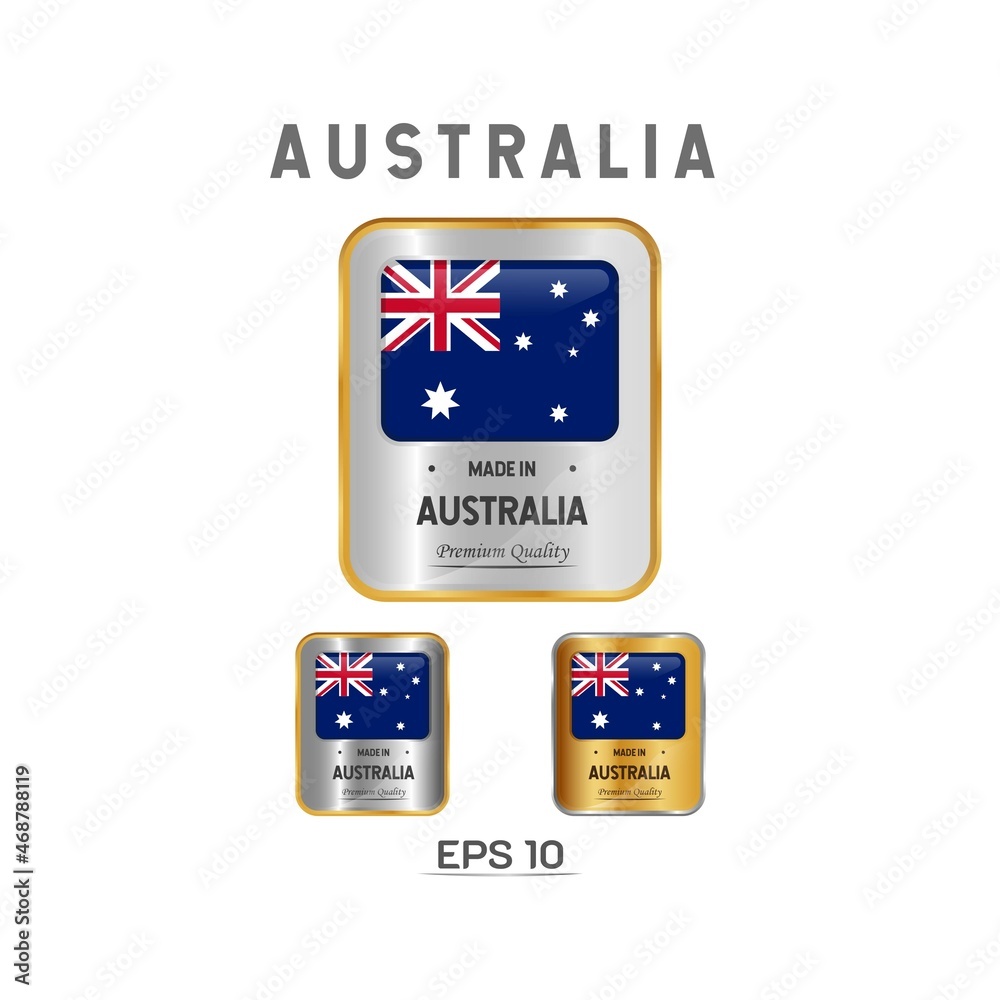 Vetor de Made in Australia Label, Stamp, Badge, or Logo. With The ...