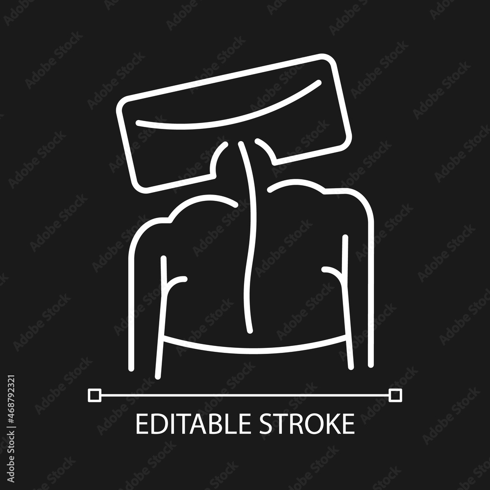 Rib hump white linear icon for dark theme. Rib height asymmetry. Rib ...