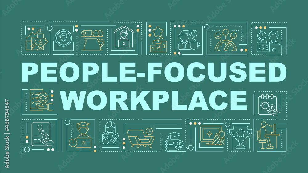 People focused workspace word concepts banner. Employee bonuses ...