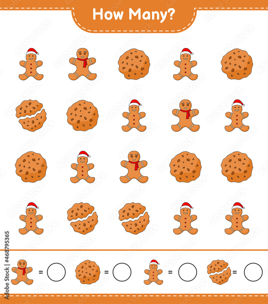 Counting game, how many Cookies and Gingerbread Man. Educational ...