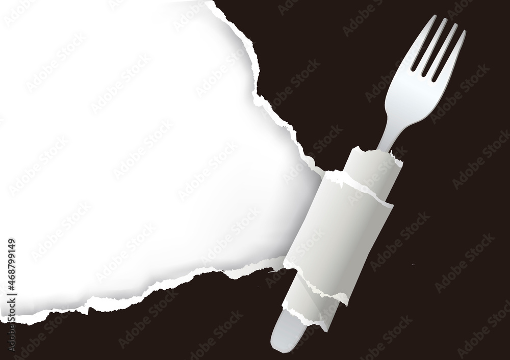 Food Menu, ripped paper background. Illustration of black torn paper ...