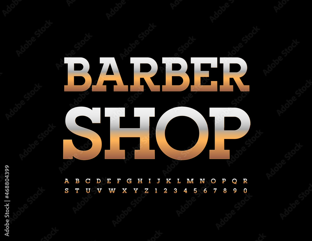 Vector premium logo Barber Shop. Metallic classic Font. Gold Alphabet ...