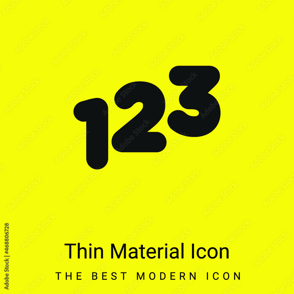 123 Numbers minimal bright yellow material icon Stock Vector | Adobe Stock