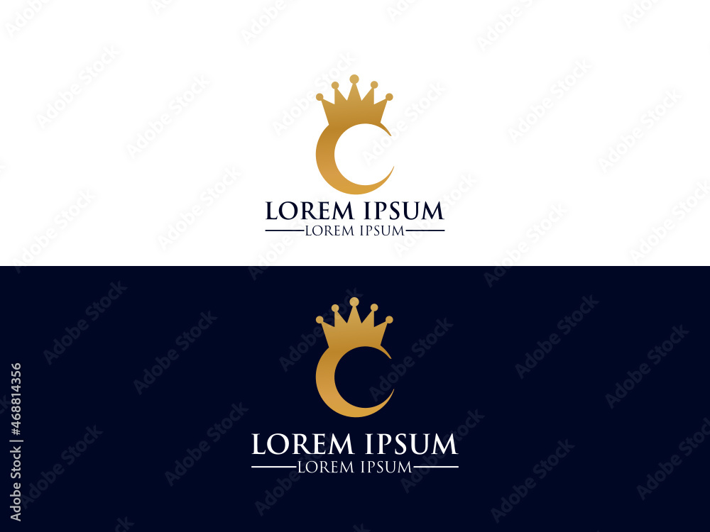 C Crown logo king royal icon queen logotype vector image.svg Stock ...