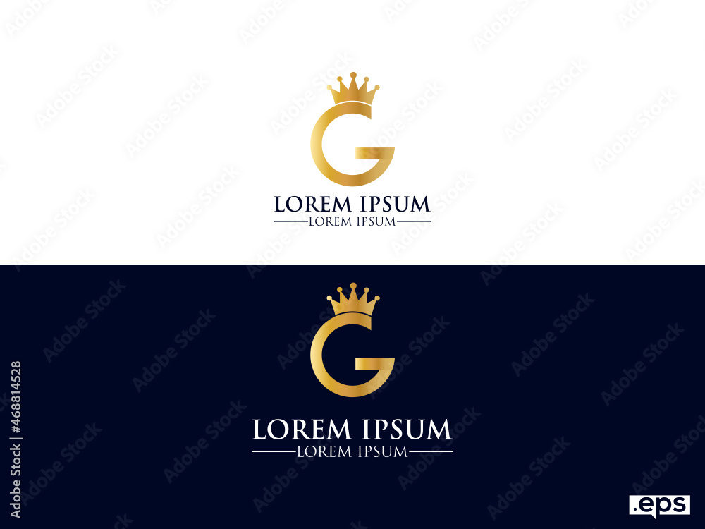 G Crown logo king royal icon queen logotype vector image.svg Stock ...